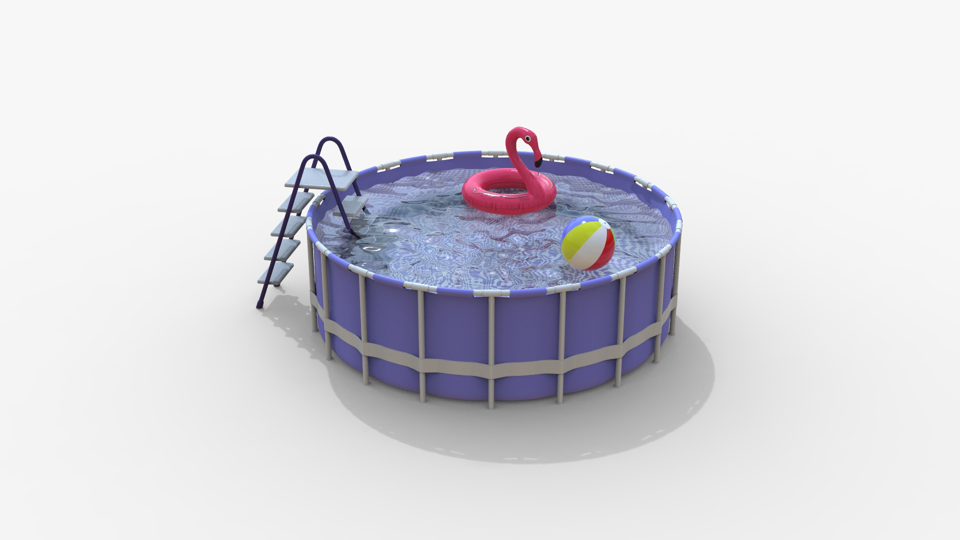 Tubular Swimming Pool With Accessories Model - TurboSquid 1902394