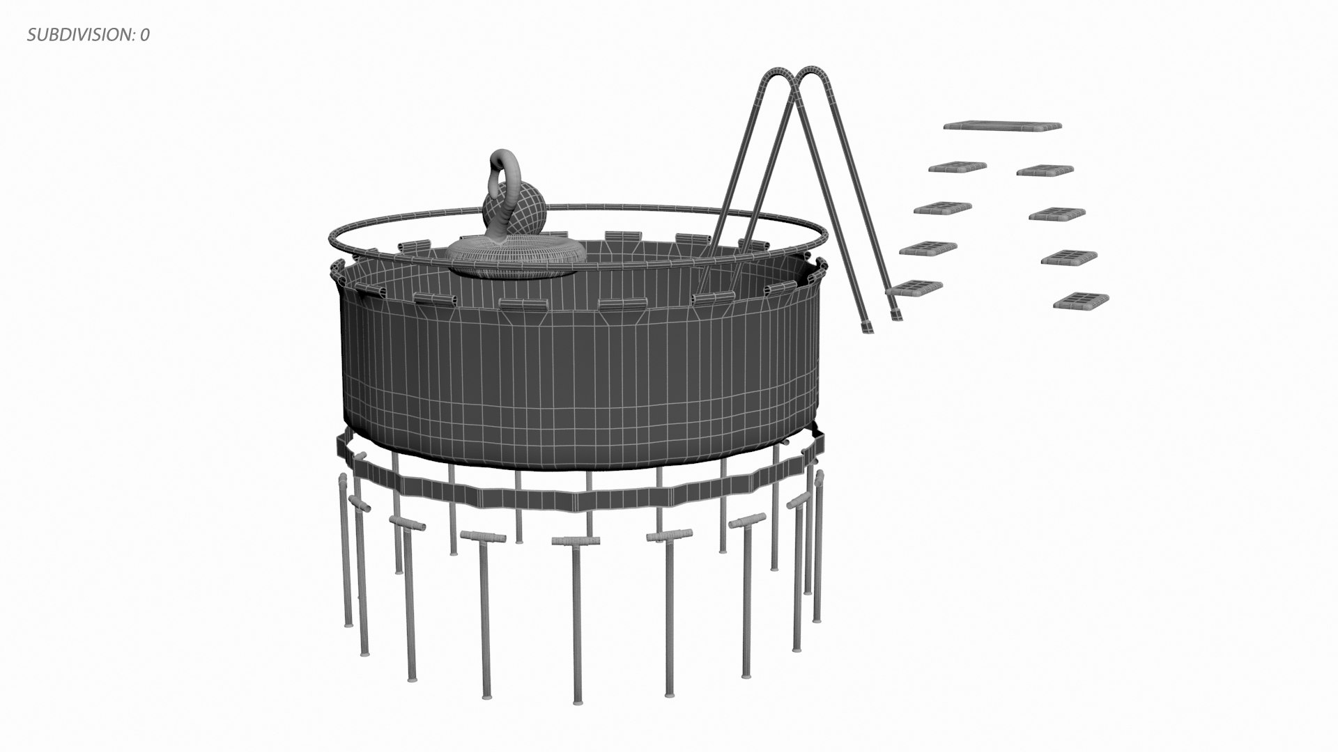 Tubular Swimming Pool With Accessories Model - TurboSquid 1902394