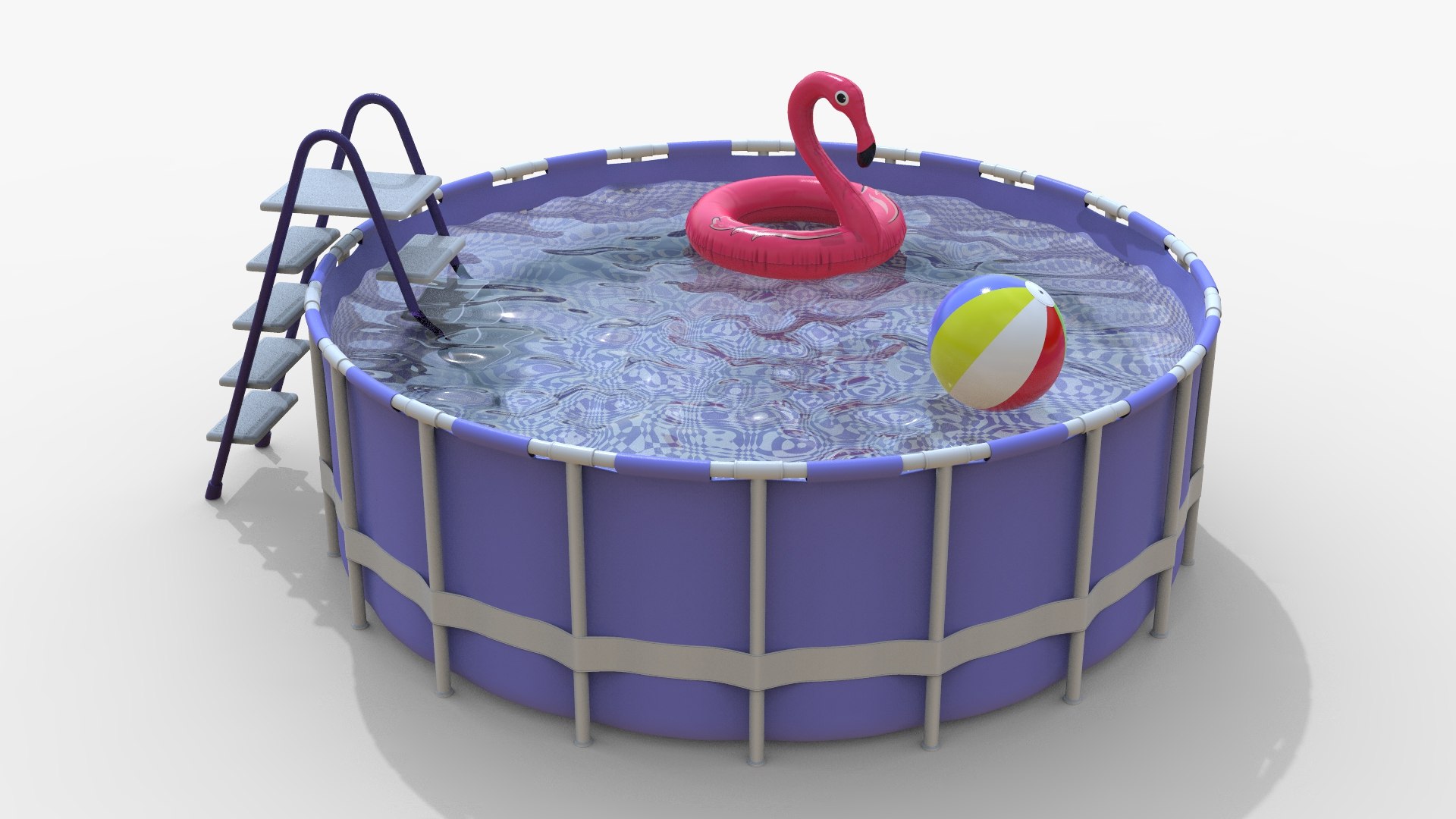 Tubular Swimming Pool With Accessories Model - TurboSquid 1902394