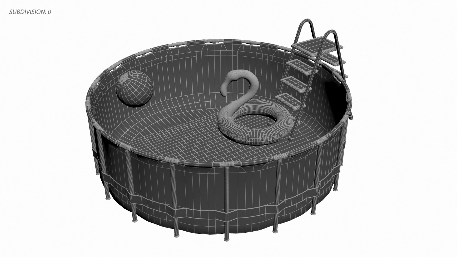 Tubular Swimming Pool With Accessories Model - TurboSquid 1902394