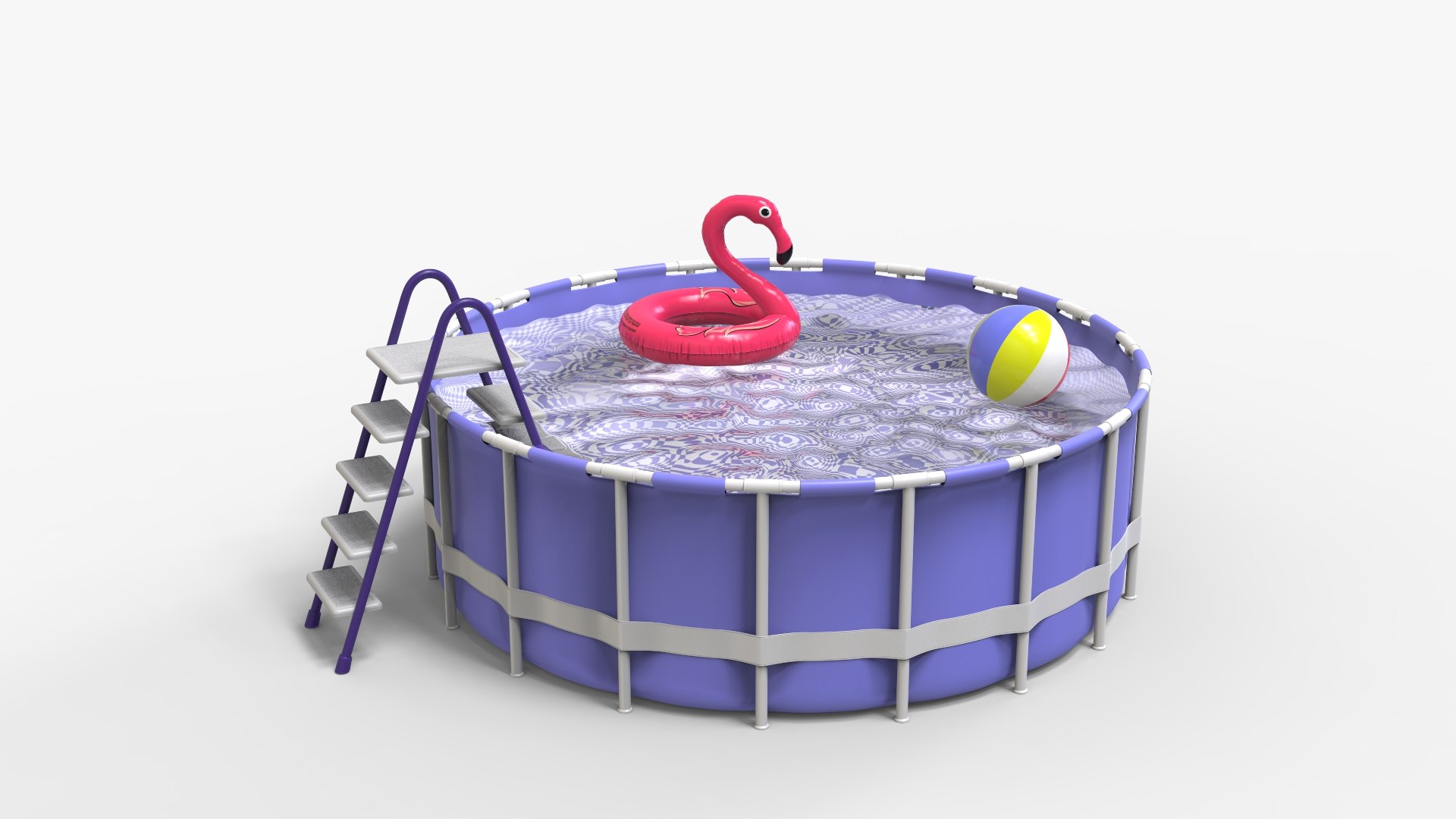 Tubular Swimming Pool With Accessories Model - TurboSquid 1902394