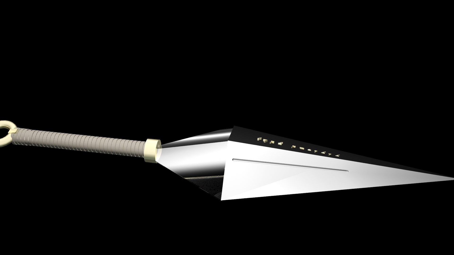 3dsmax Kunai Knife Gold Text