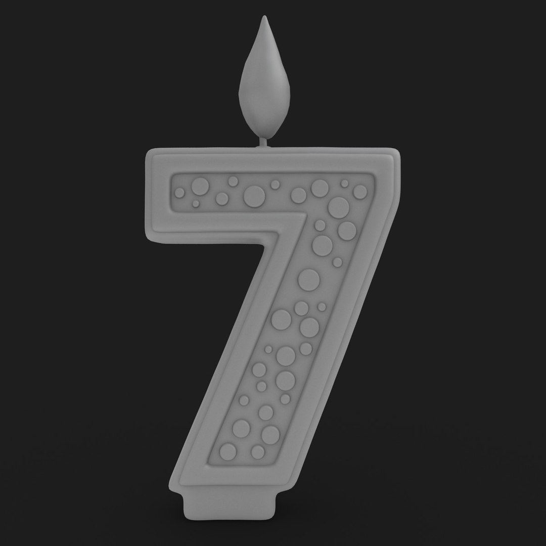3d Model Of Realistic Number Candle 7