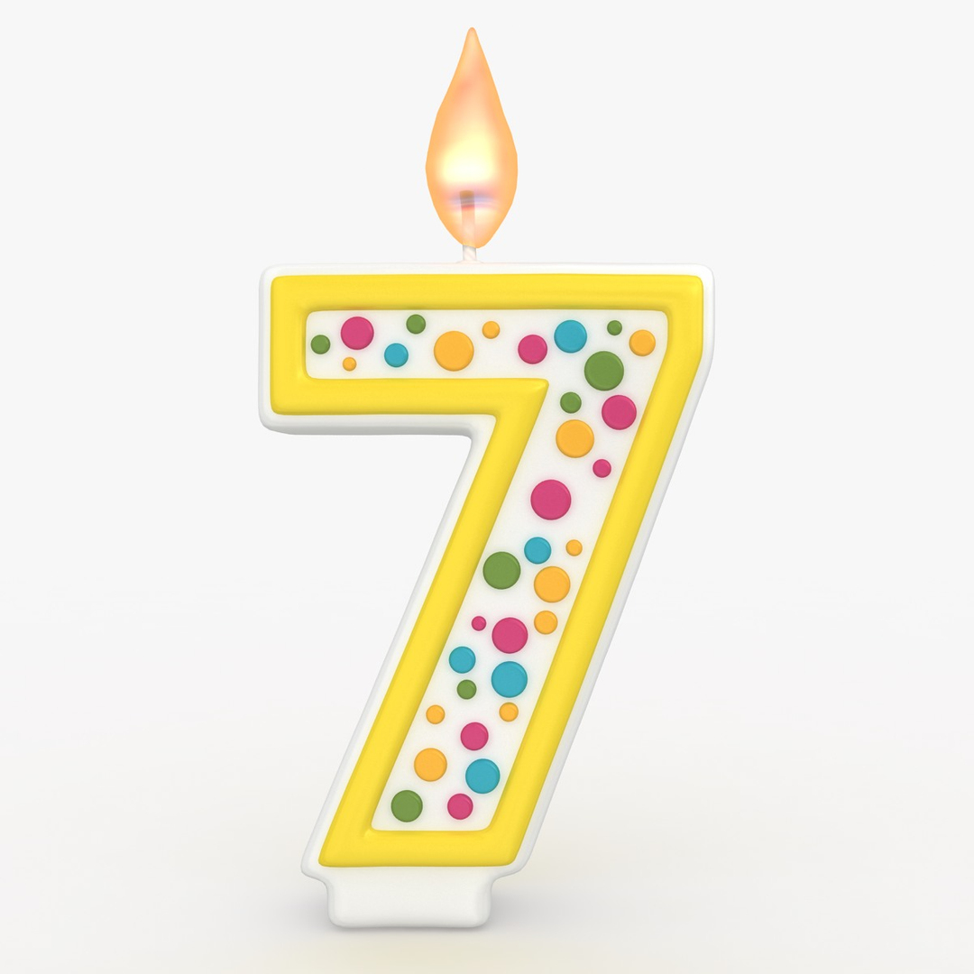 3d Model Of Realistic Number Candle 7
