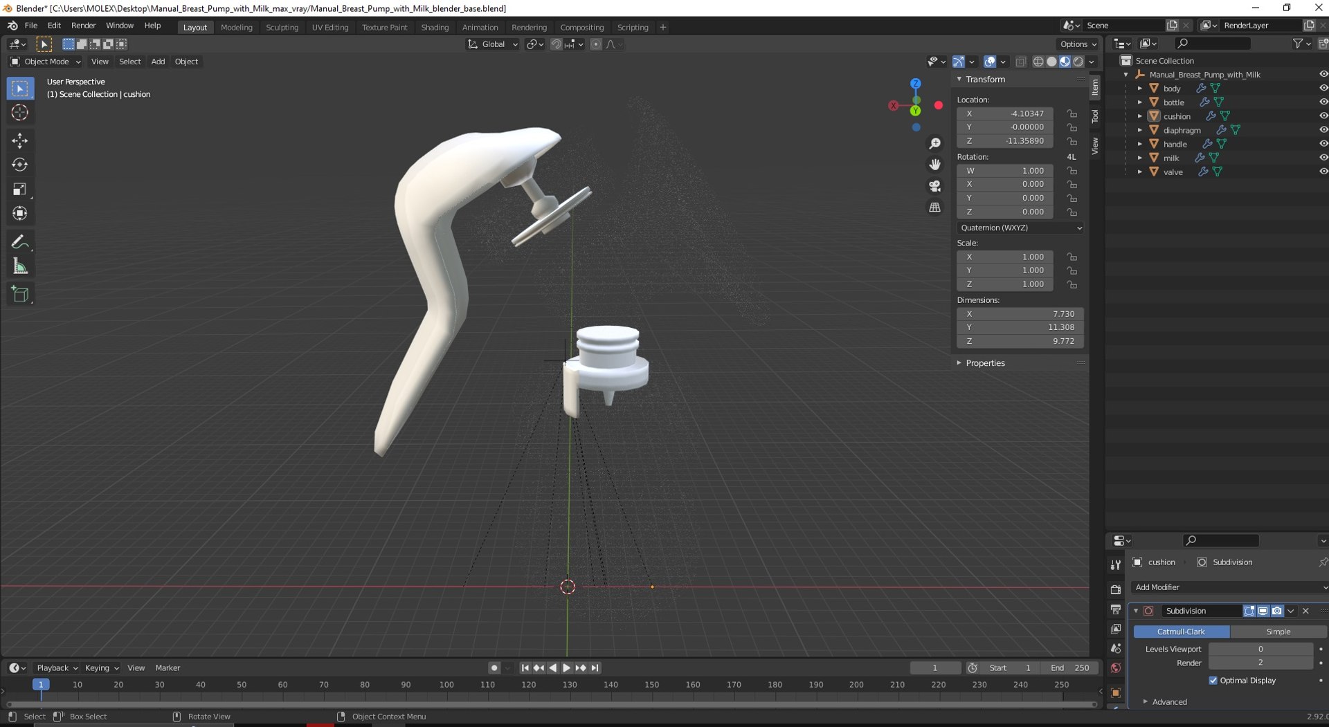 Manual Breast Pump With Milk Model - TurboSquid 2135054