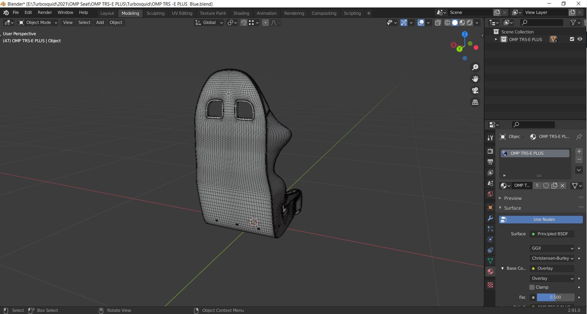OMP TRS-E PLUS Racing Blue Seat 3D Model - TurboSquid 1803871