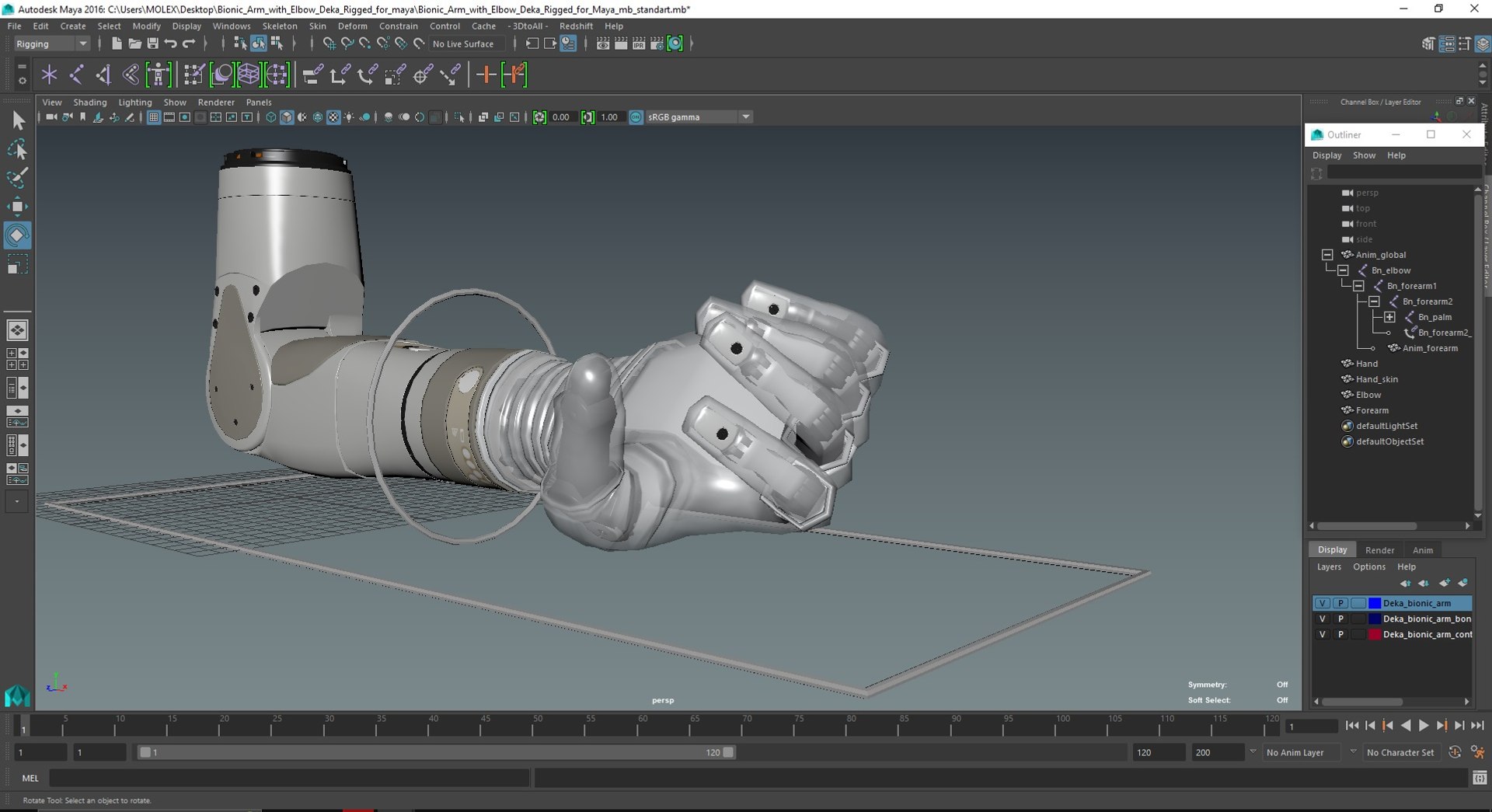 Bionic Arm with Elbow Deka Rigged for Maya 3D model - TurboSquid 2082948