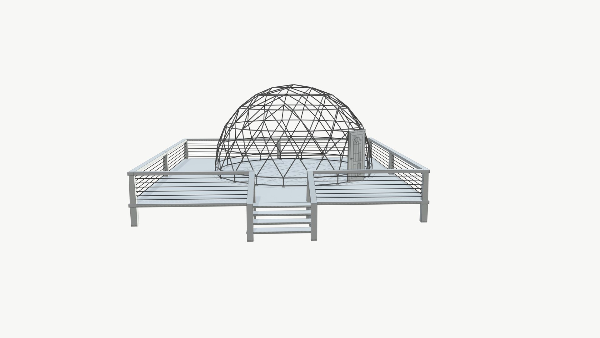Geodesic Dome Structure On Platform 3D Model - TurboSquid 2116746