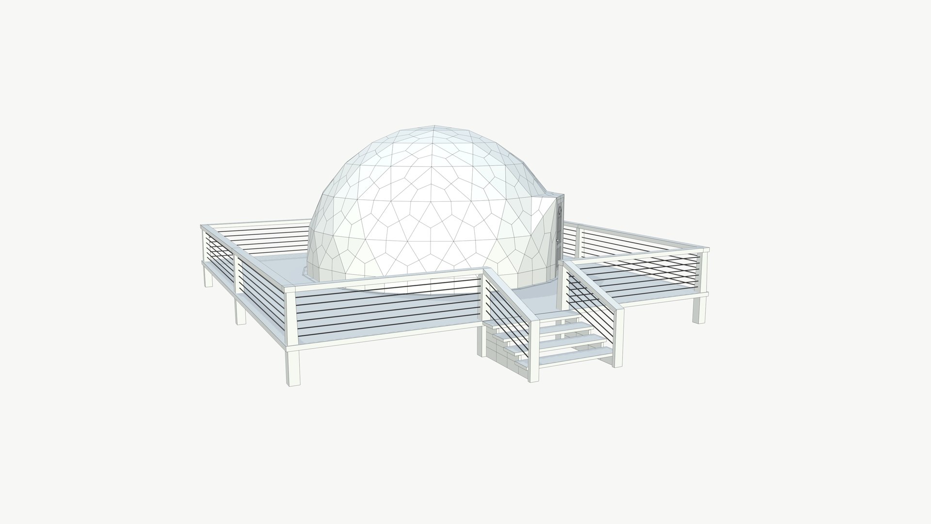 Geodesic Dome Structure On Platform 3D Model - TurboSquid 2116746