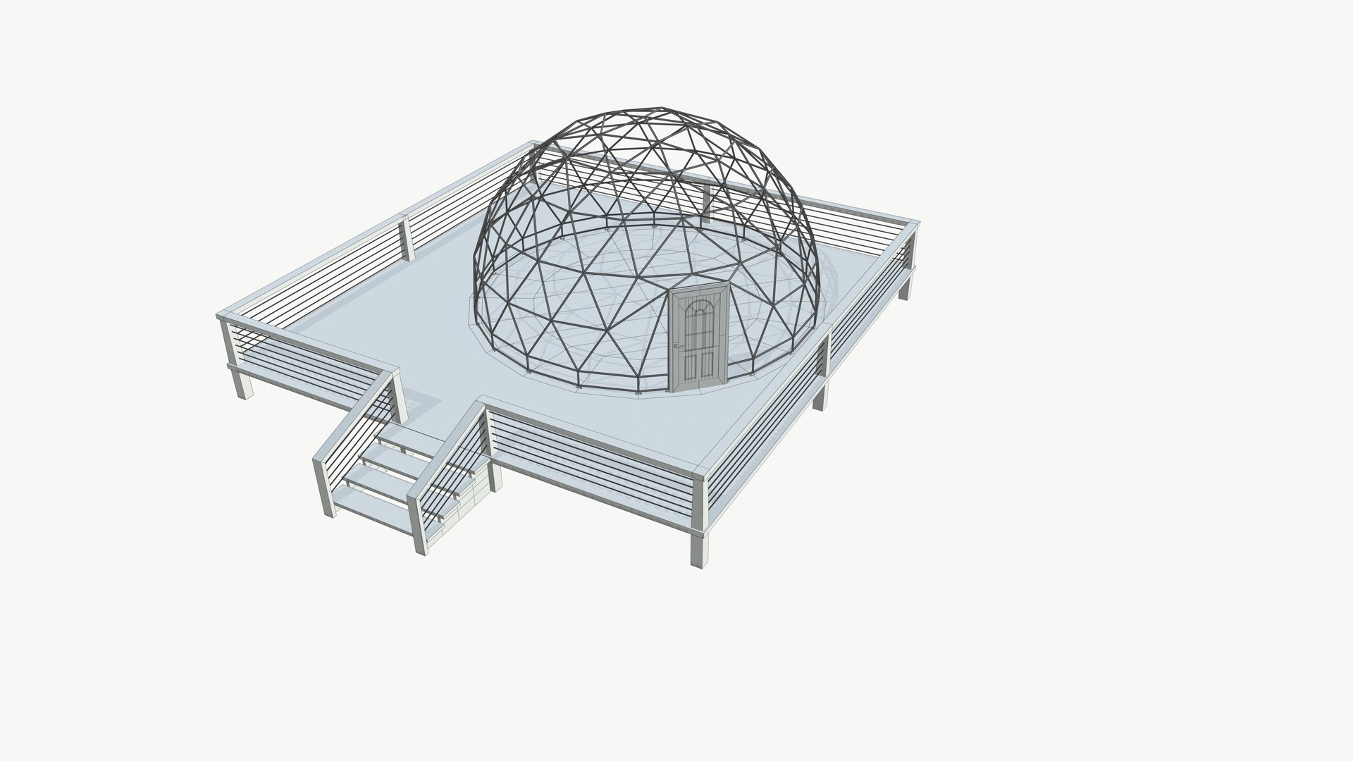Geodesic Dome Structure On Platform 3D Model - TurboSquid 2116746