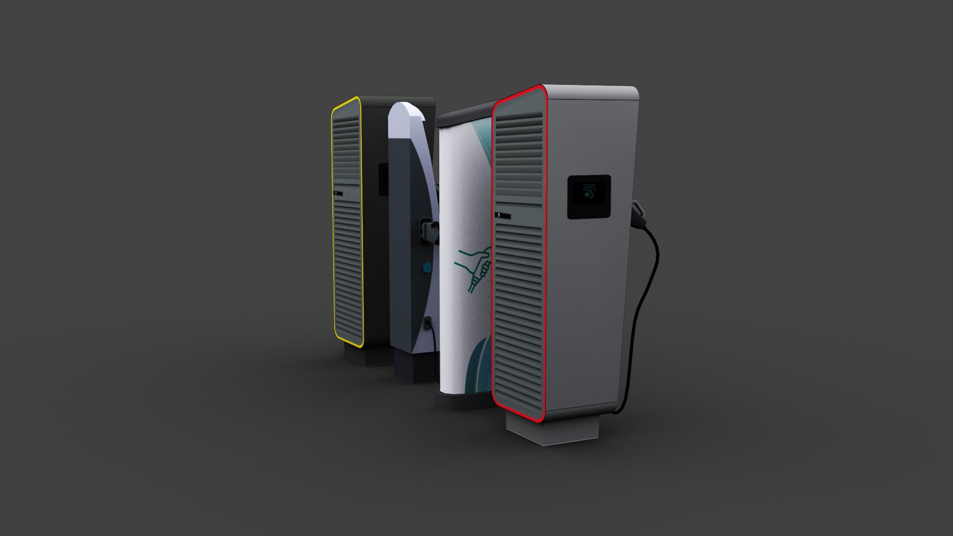 Electric Vehicle Chargers Pack 4 3D Model - TurboSquid 2137818