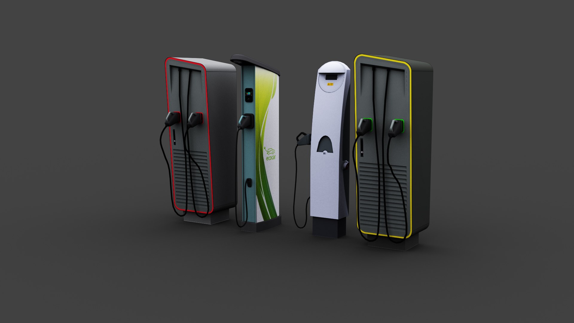 Electric Vehicle Chargers Pack 4 3D Model - TurboSquid 2137818