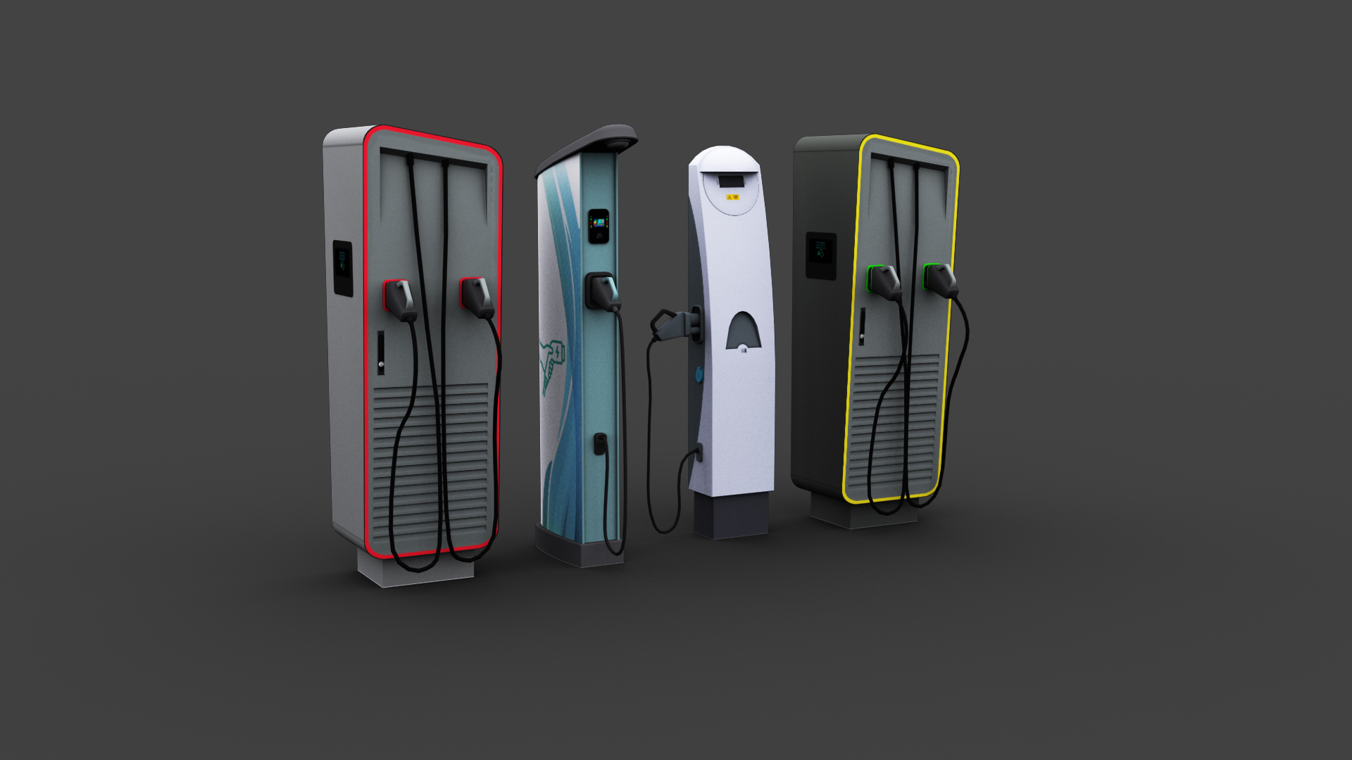 Electric Vehicle Chargers Pack 4 3D Model - TurboSquid 2137818
