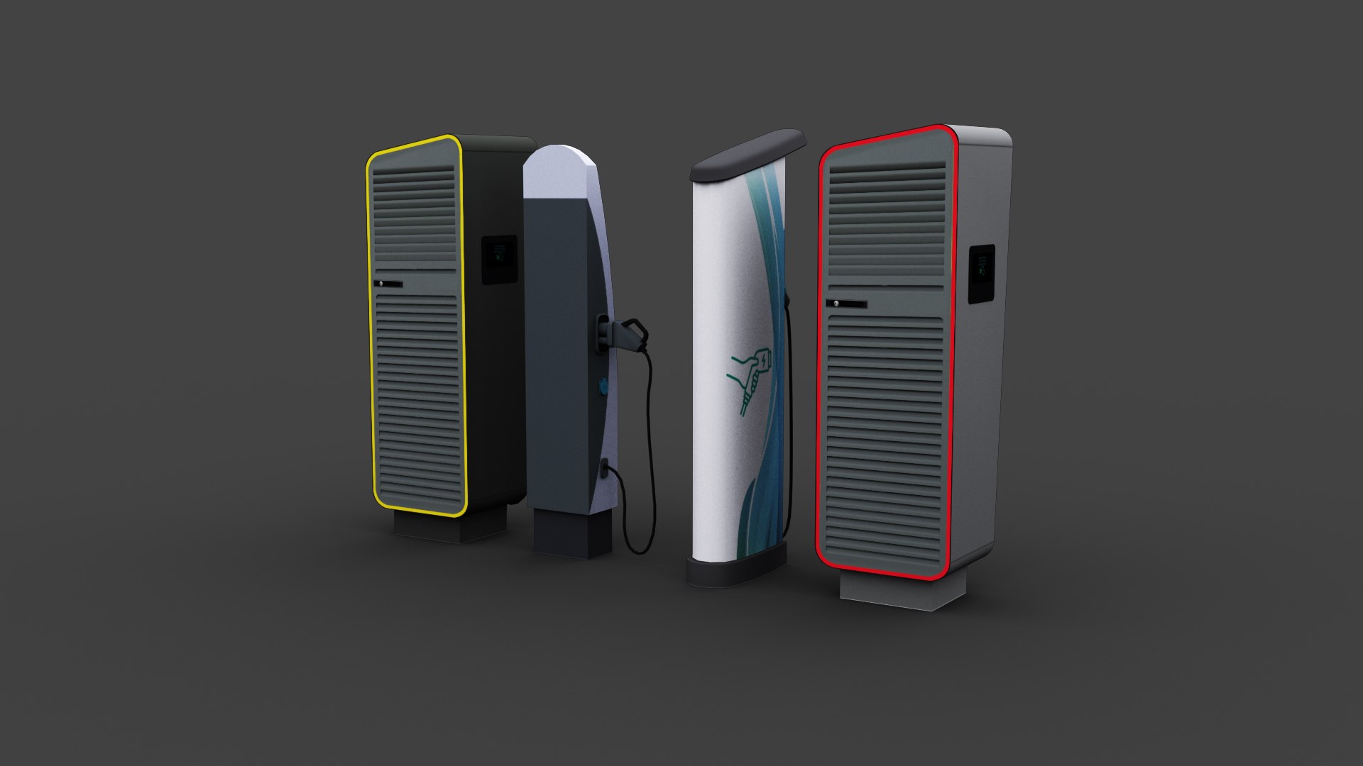 Electric Vehicle Chargers Pack 4 3D Model - TurboSquid 2137818
