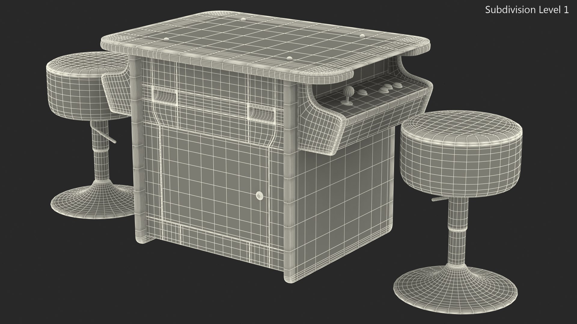 3D Cocktail Table Arcade Machine with Stools - TurboSquid 1737518