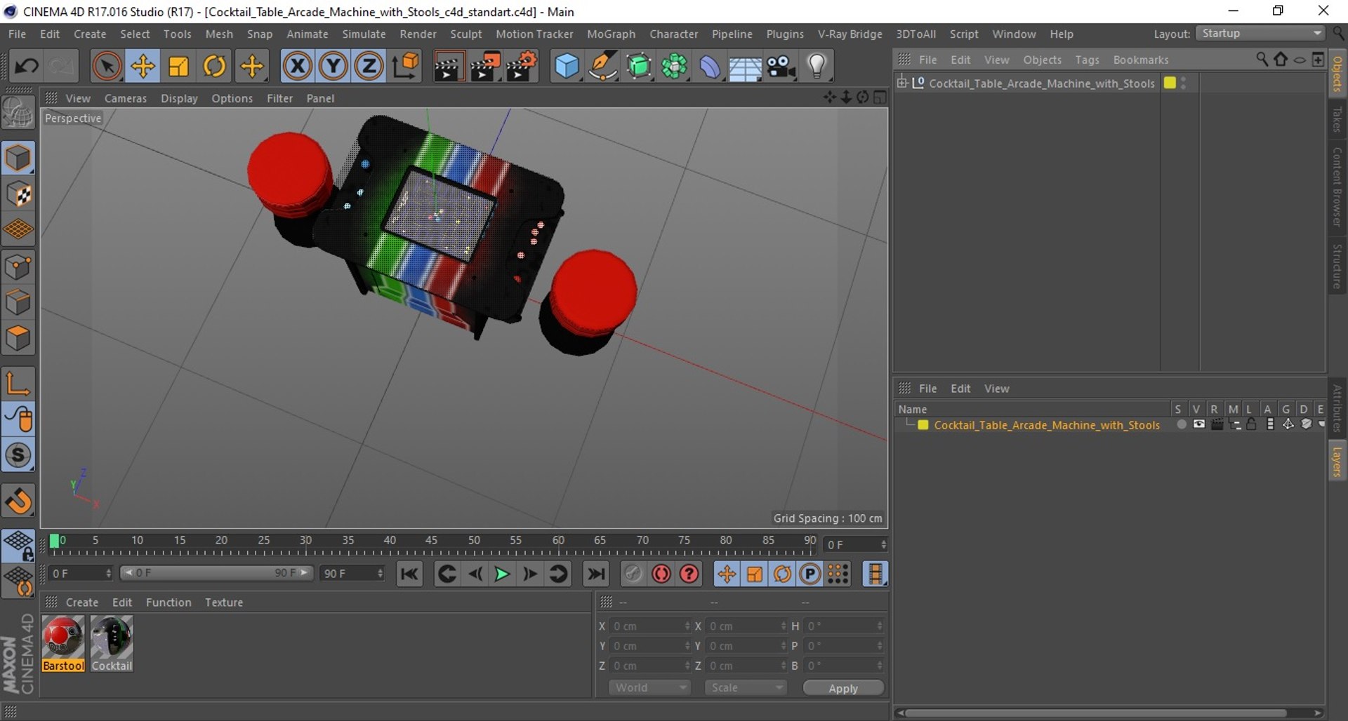3D Cocktail Table Arcade Machine with Stools - TurboSquid 1737518