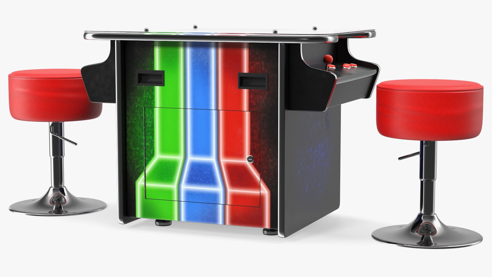 3D Cocktail Table Arcade Machine with Stools - TurboSquid 1737518