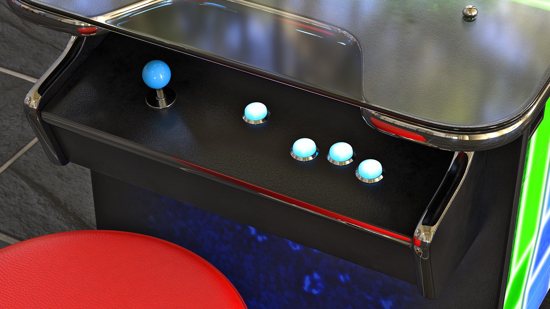 3D Cocktail Table Arcade Machine With Stools - TurboSquid 1737518