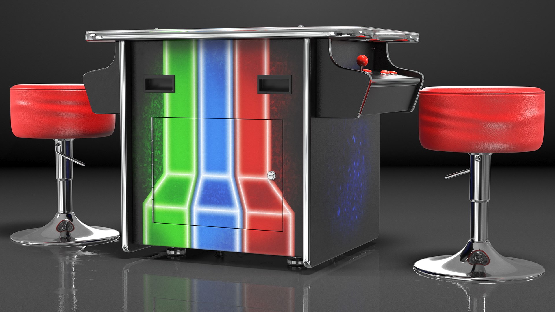 3D Cocktail Table Arcade Machine with Stools - TurboSquid 1737518