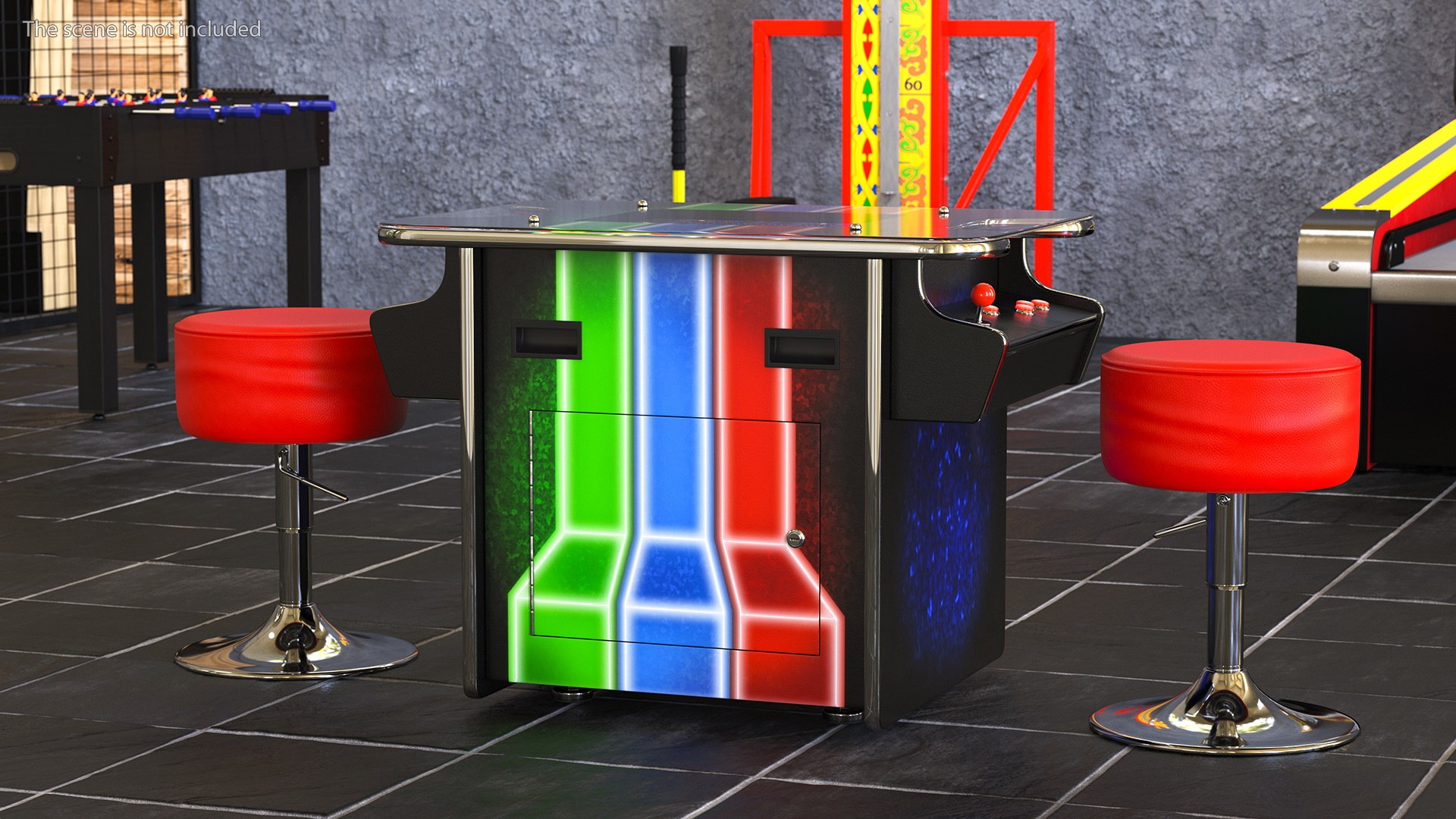 3D Cocktail Table Arcade Machine With Stools - TurboSquid 1737518