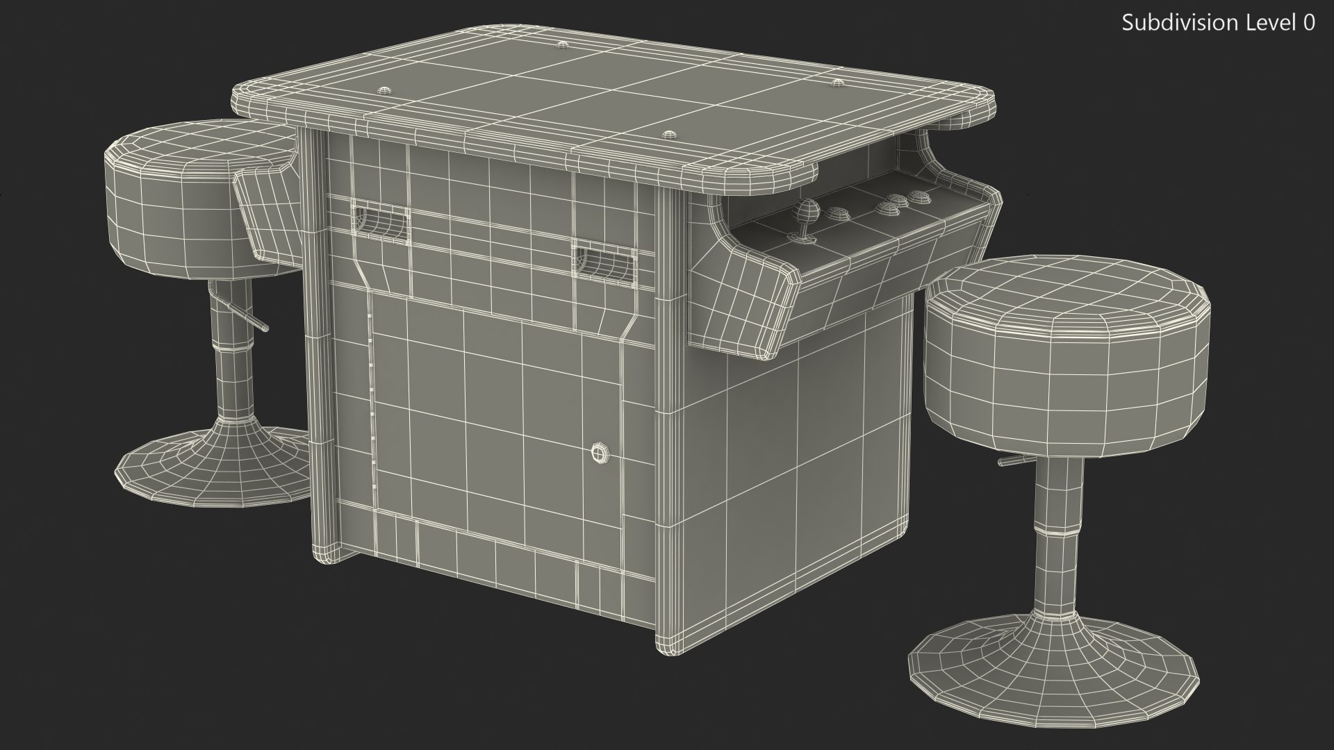 3D Cocktail Table Arcade Machine with Stools - TurboSquid 1737518