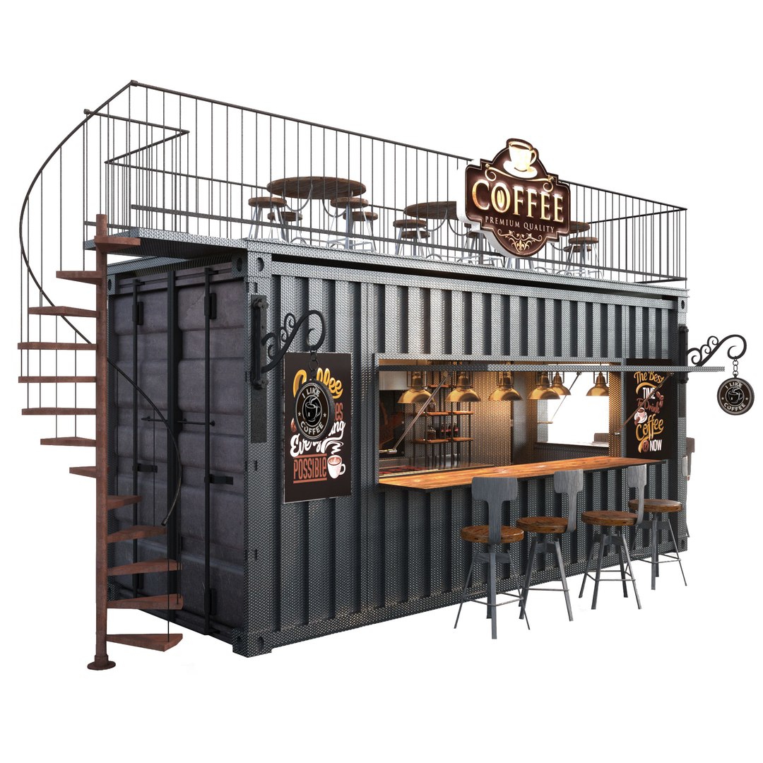 3D Container Cafe - TurboSquid 2070523