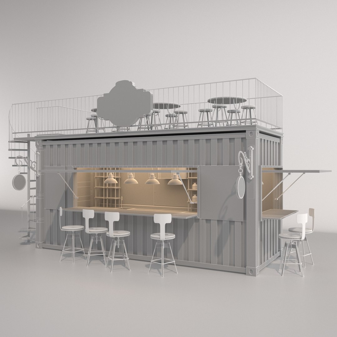 3D Container Cafe - TurboSquid 2070523