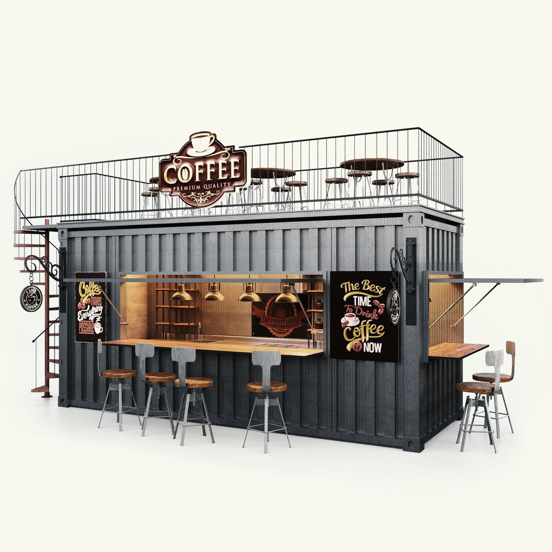 3D Container Cafe - TurboSquid 2070523