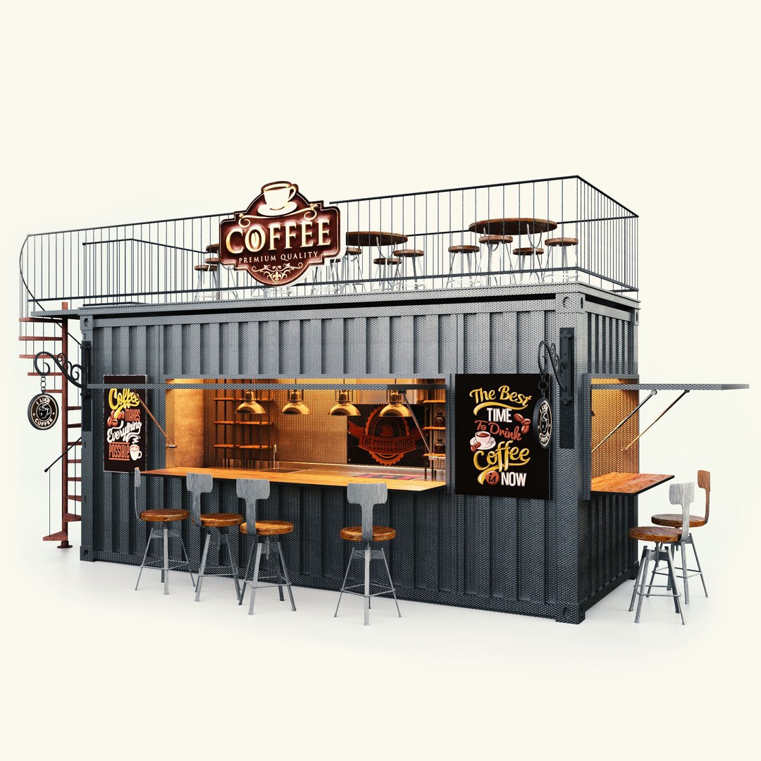 3D Container Cafe - TurboSquid 2070523