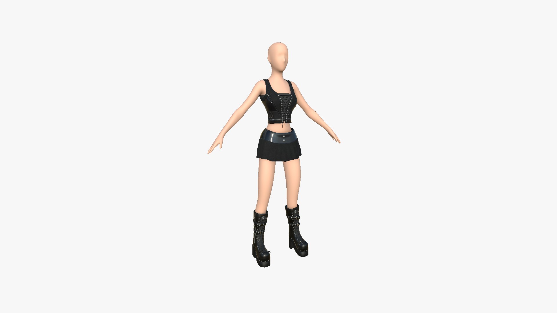 Gothic Girl Outfit A01 - Character Clothing Design 3D model ...