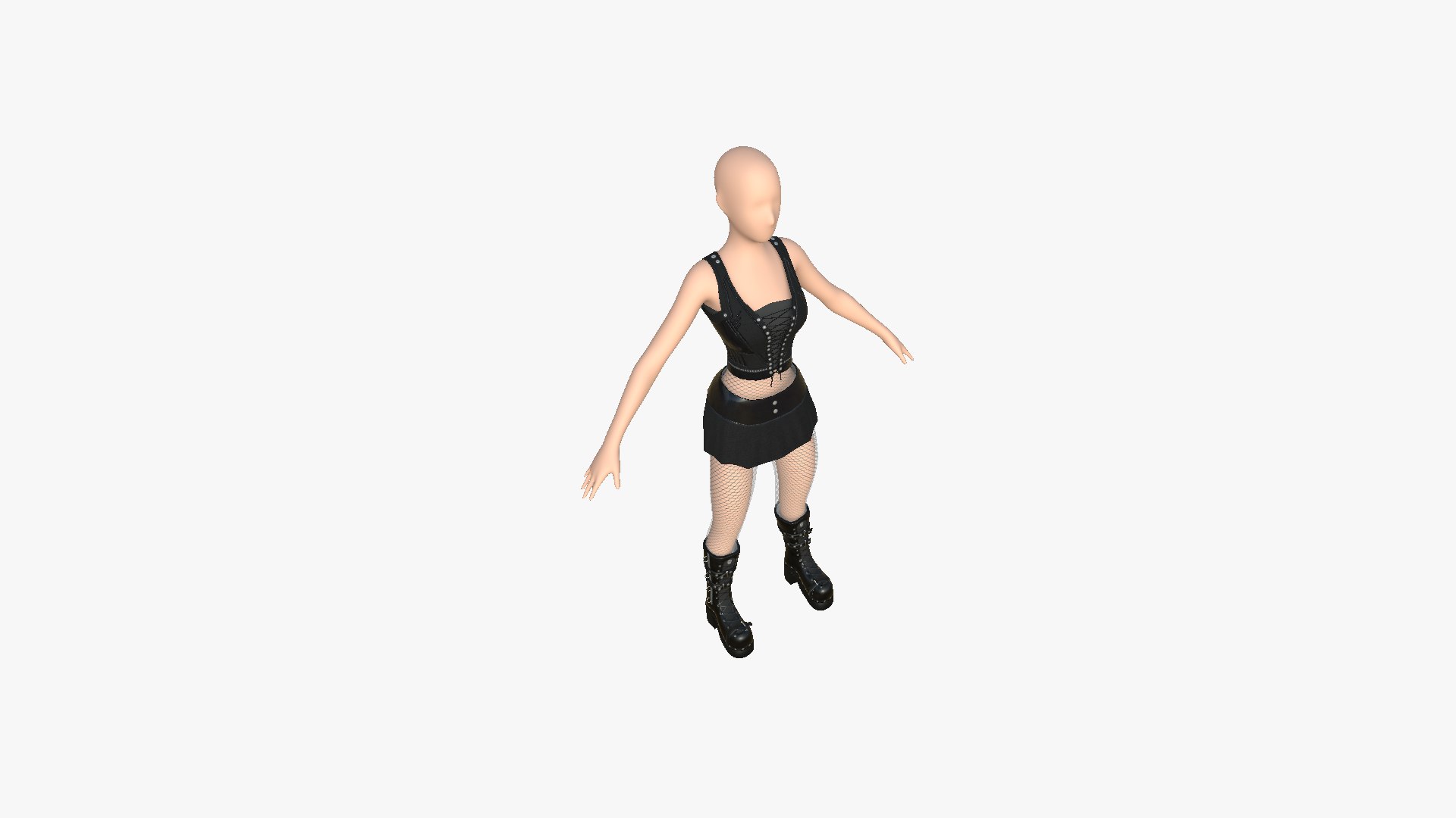 Gothic Girl Outfit A01 - Character Clothing Design 3D model ...