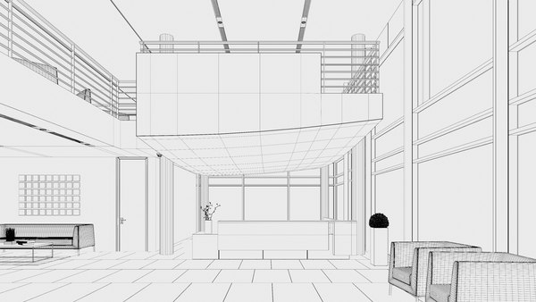 3D model interior scene reception - TurboSquid 1675296