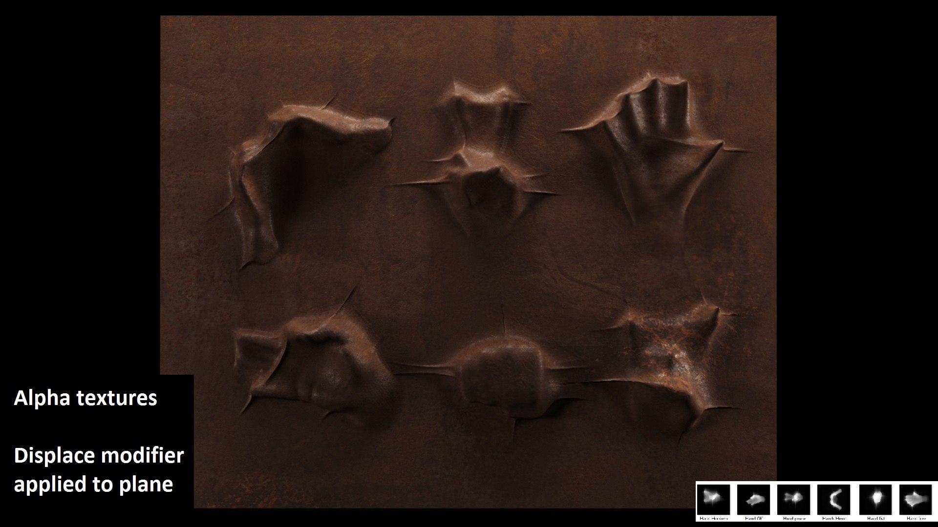 3D Hands pressing through fabric SET and Alpha displace textures ...