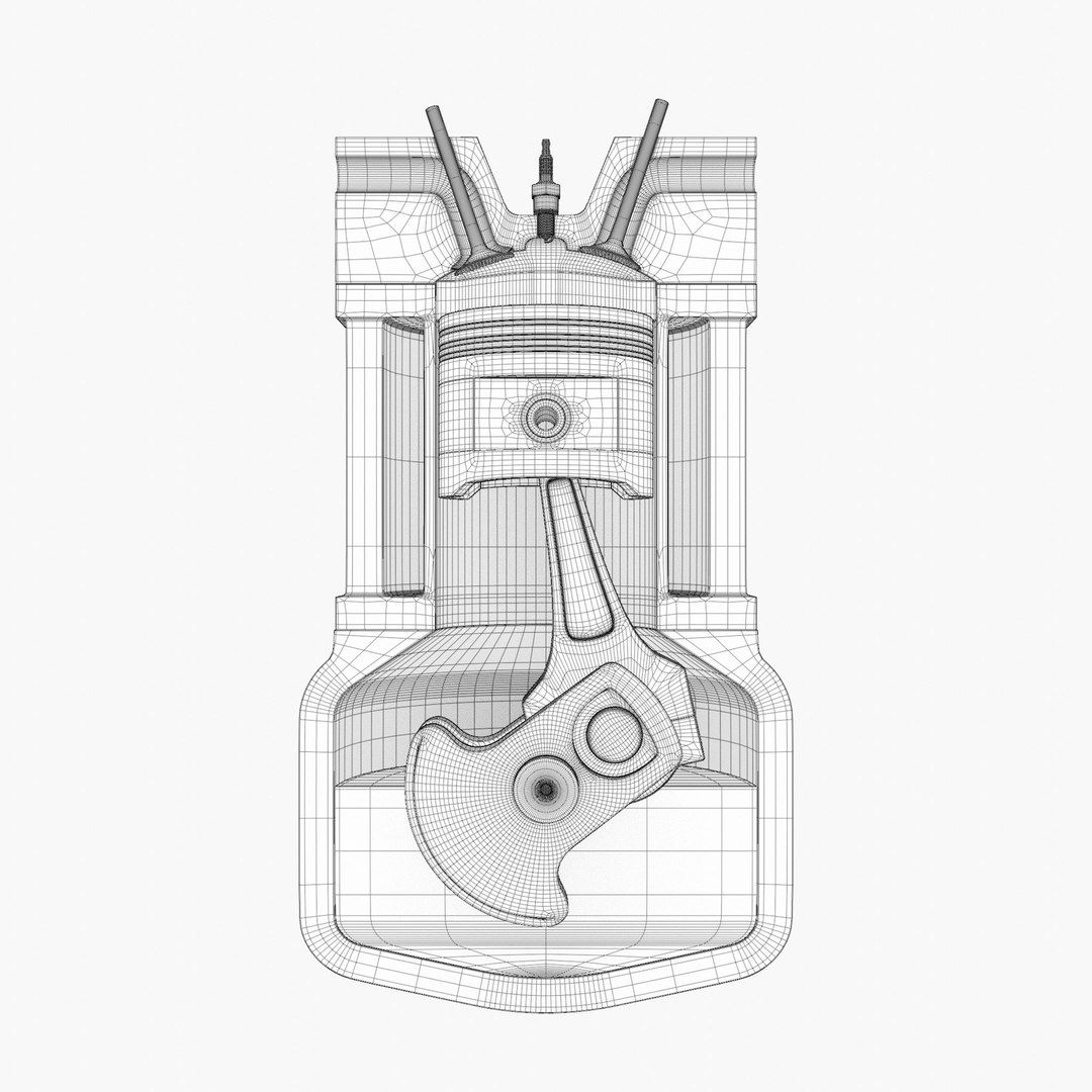 4 Stroke Car Engine 3d Model