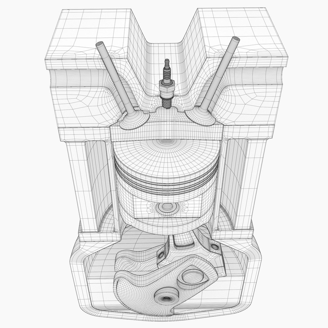 4 Stroke Car Engine 3d Model