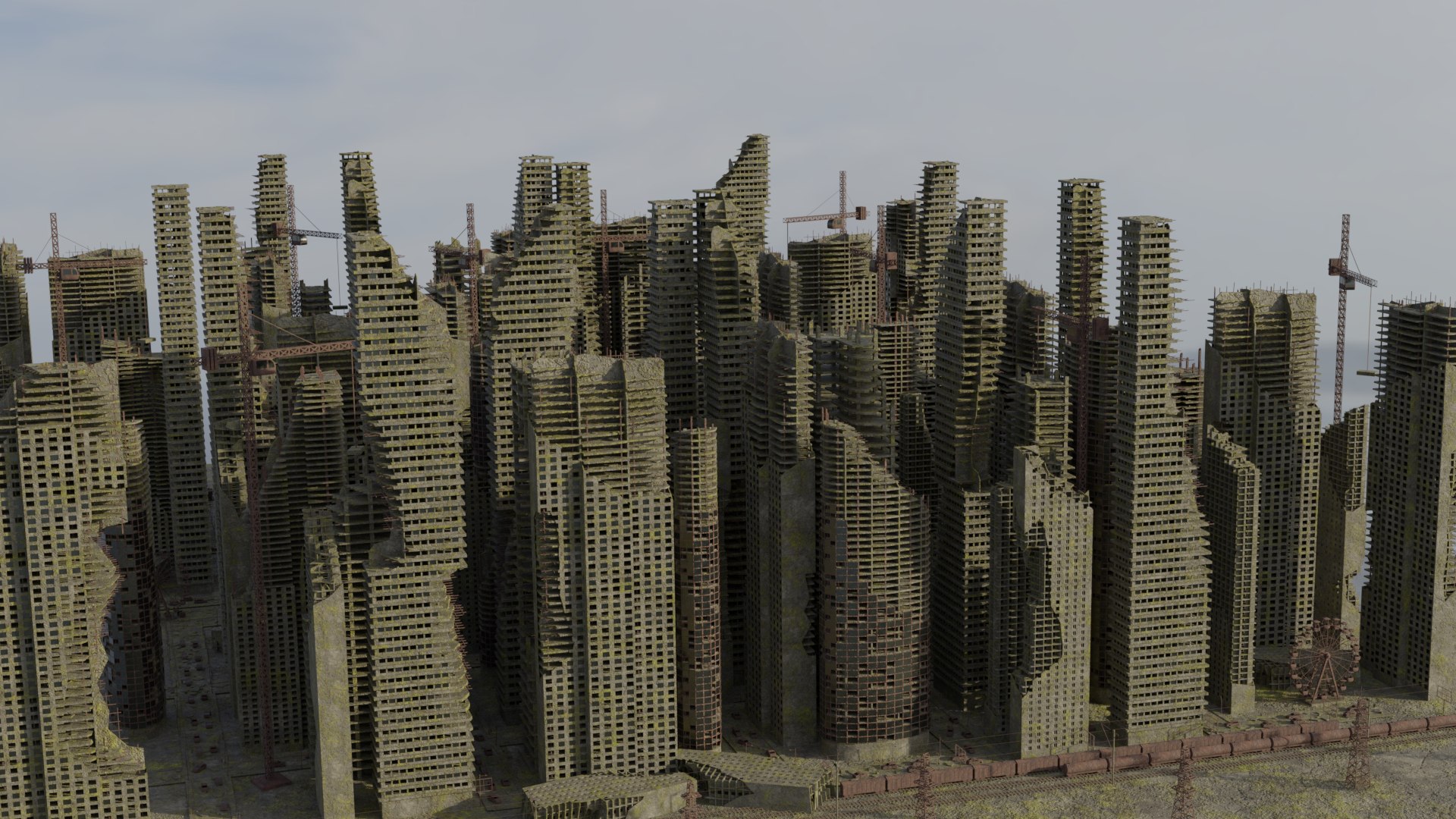 3D Post Apocalyptic Ruined City - TurboSquid 1737102