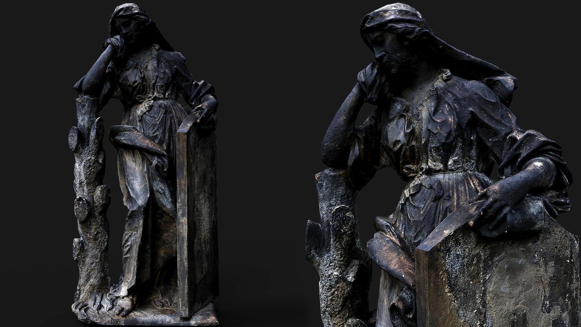 Graveyard Burned Monument Figure PBR Photogrammetry 3D Model ...