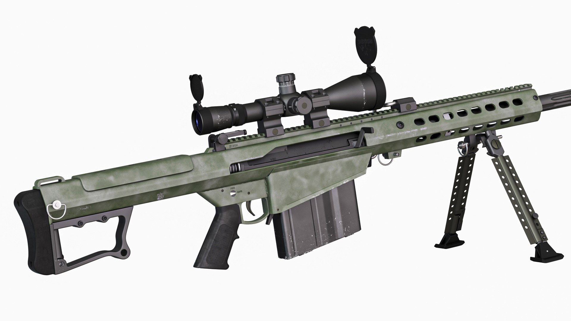 Tactical Sniper Rifle Barrett M107 With Scope 3D Model - TurboSquid 2382530