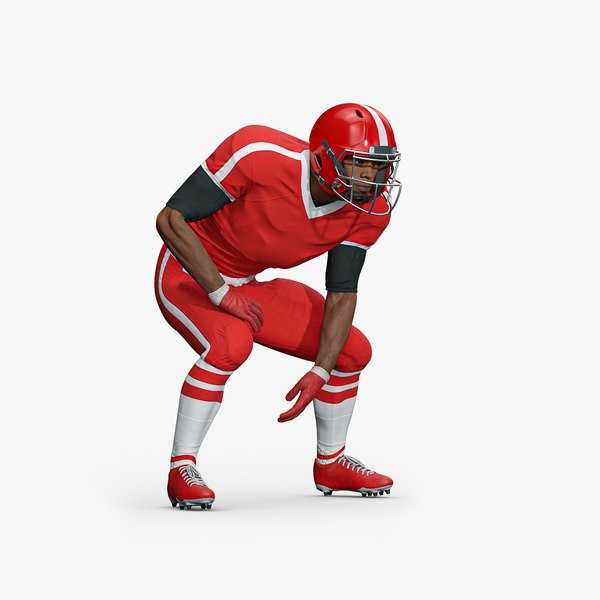 modelo 3d Black Man American Football Player Crouching Red Uniform ...