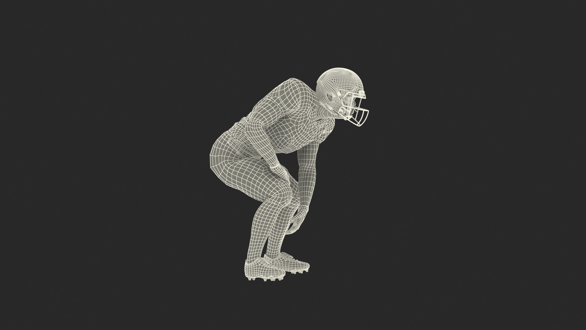3D Black Man American Football Player Crouching Red Uniform ...