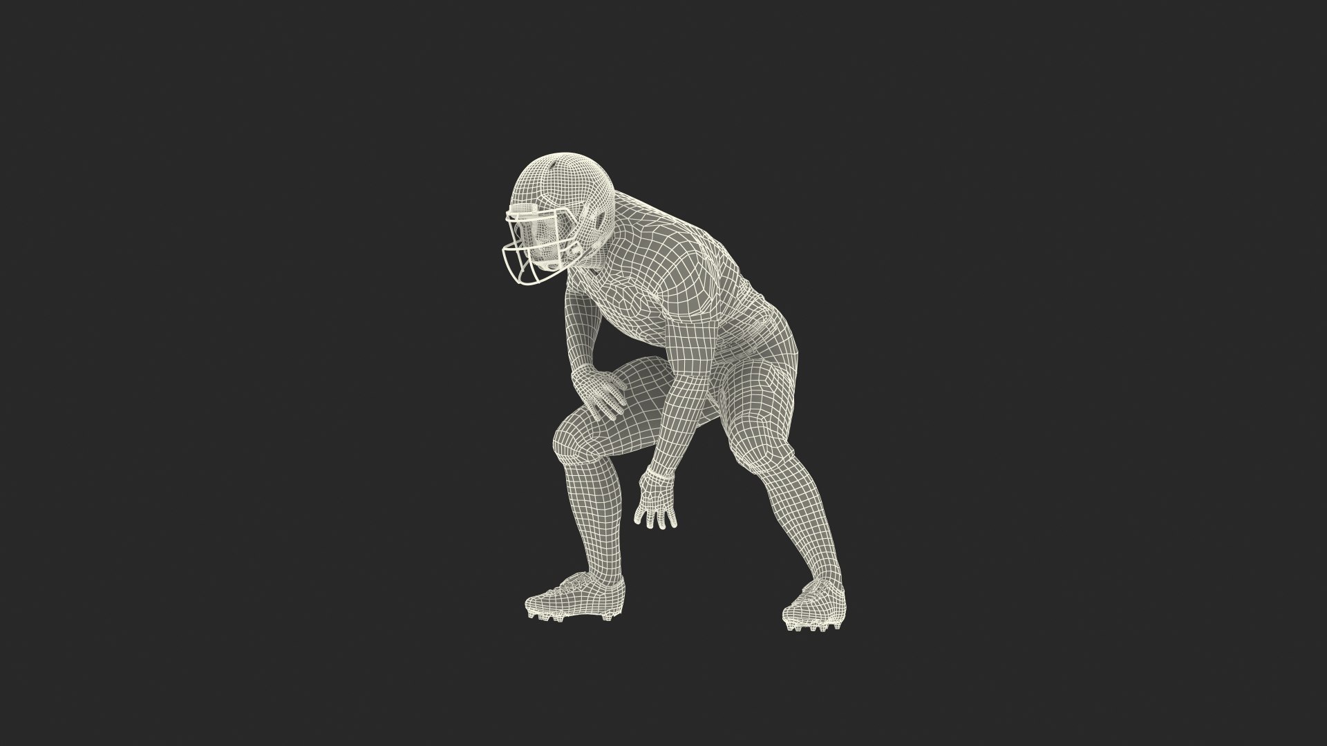 3D Black Man American Football Player Crouching Red Uniform ...