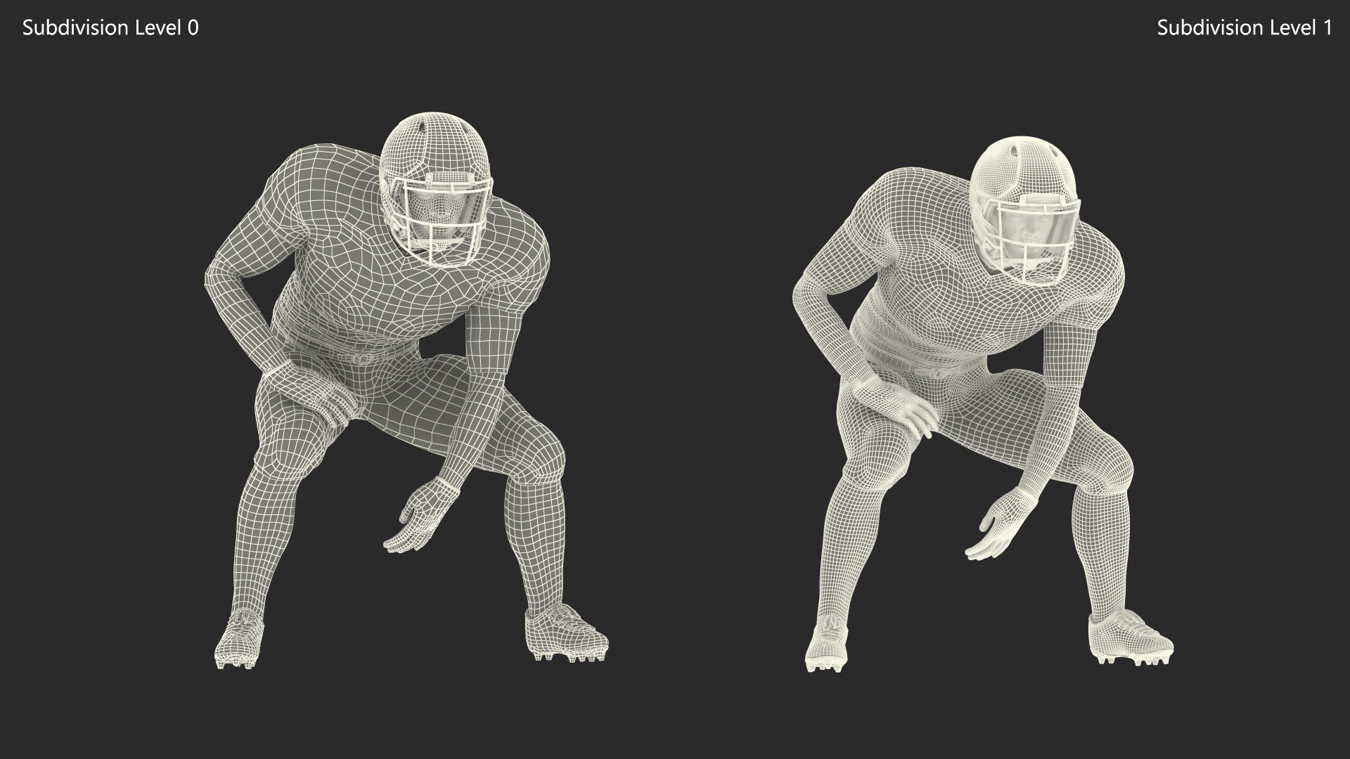 3D Black Man American Football Player Crouching Red Uniform ...