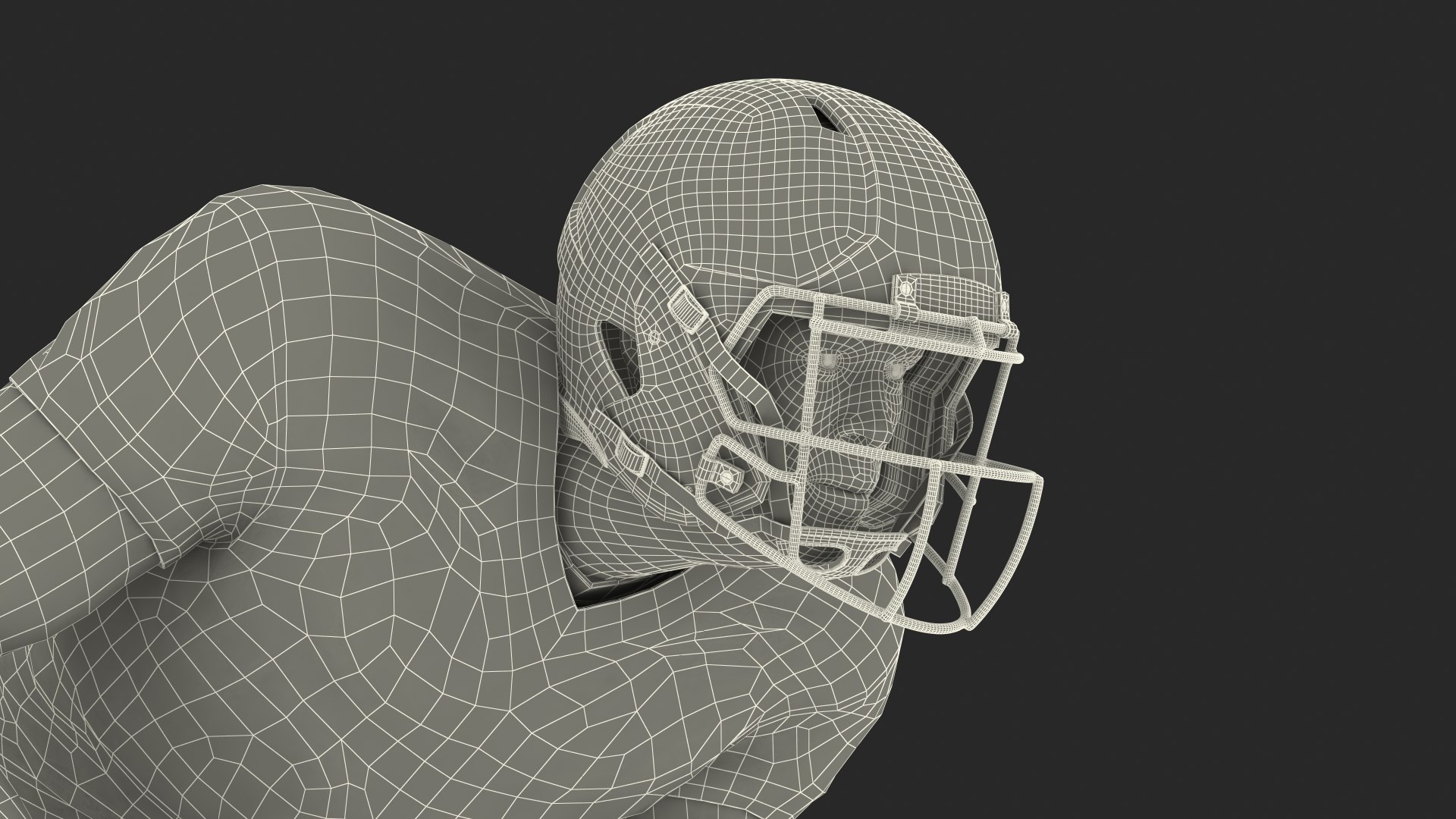 3D Black Man American Football Player Crouching Red Uniform ...