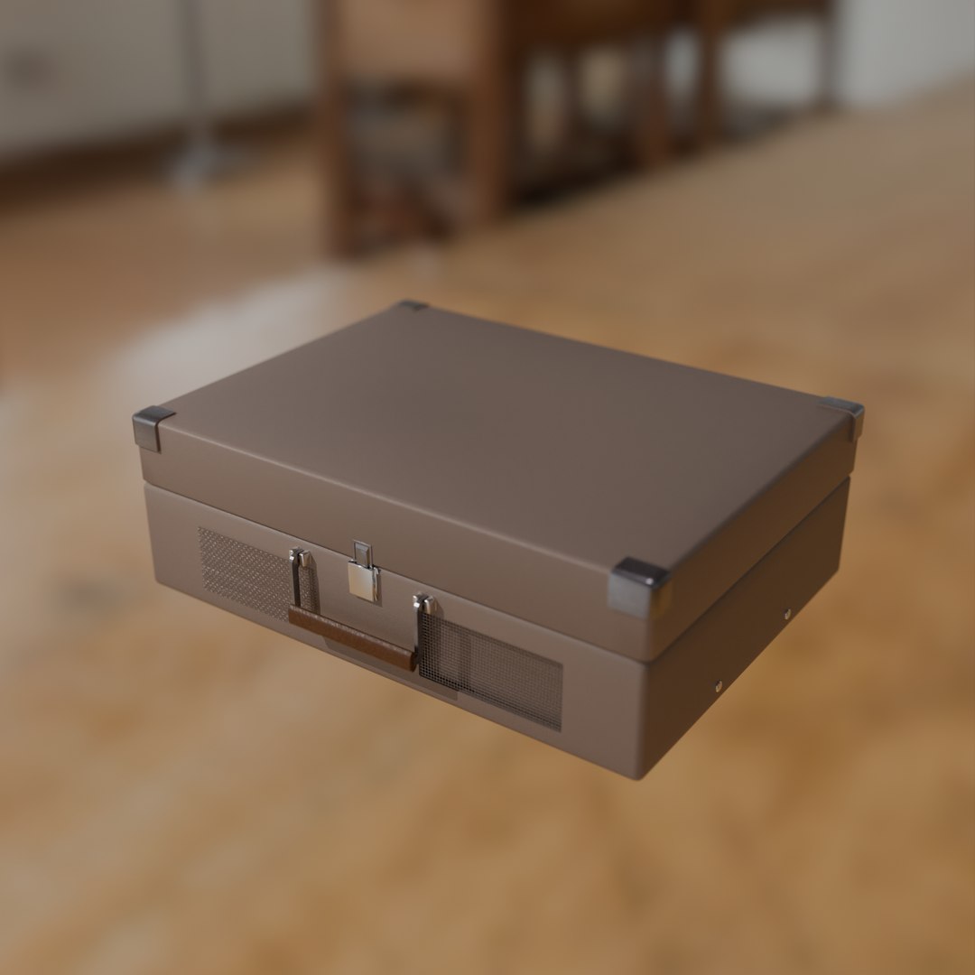 Realistic Vintage Cream Record Player Model - TurboSquid 2191591