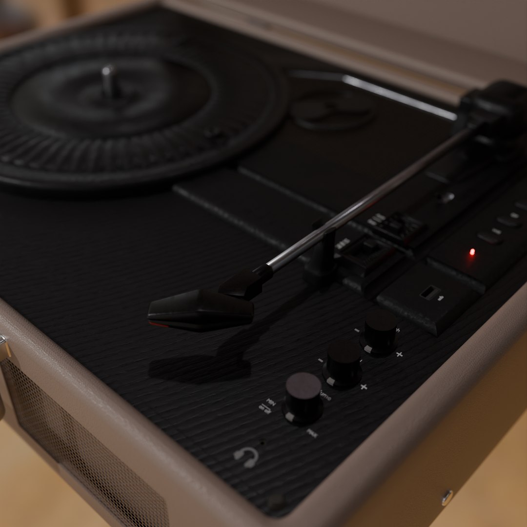 Realistic Vintage Cream Record Player Model - TurboSquid 2191591