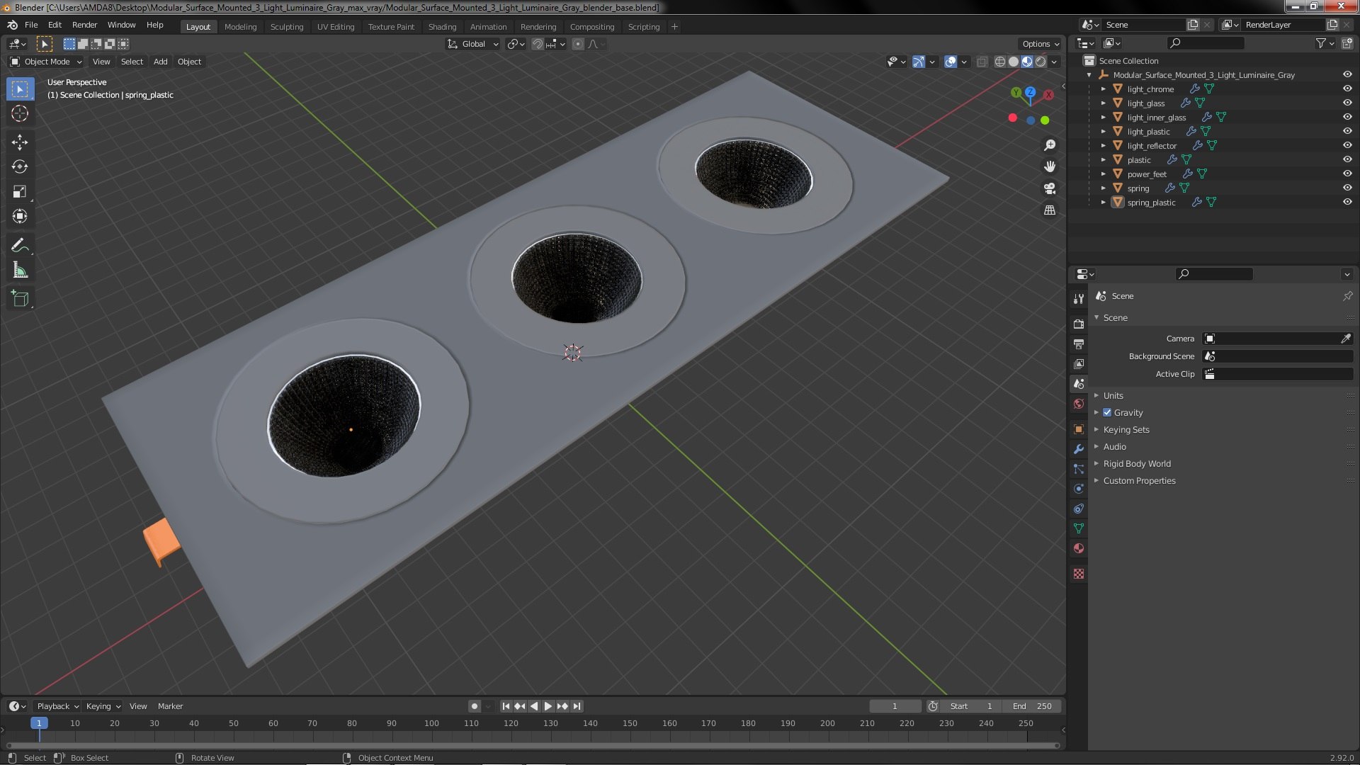 3D Modular Surface Mounted 3 Light Luminaire Gray Model - TurboSquid ...