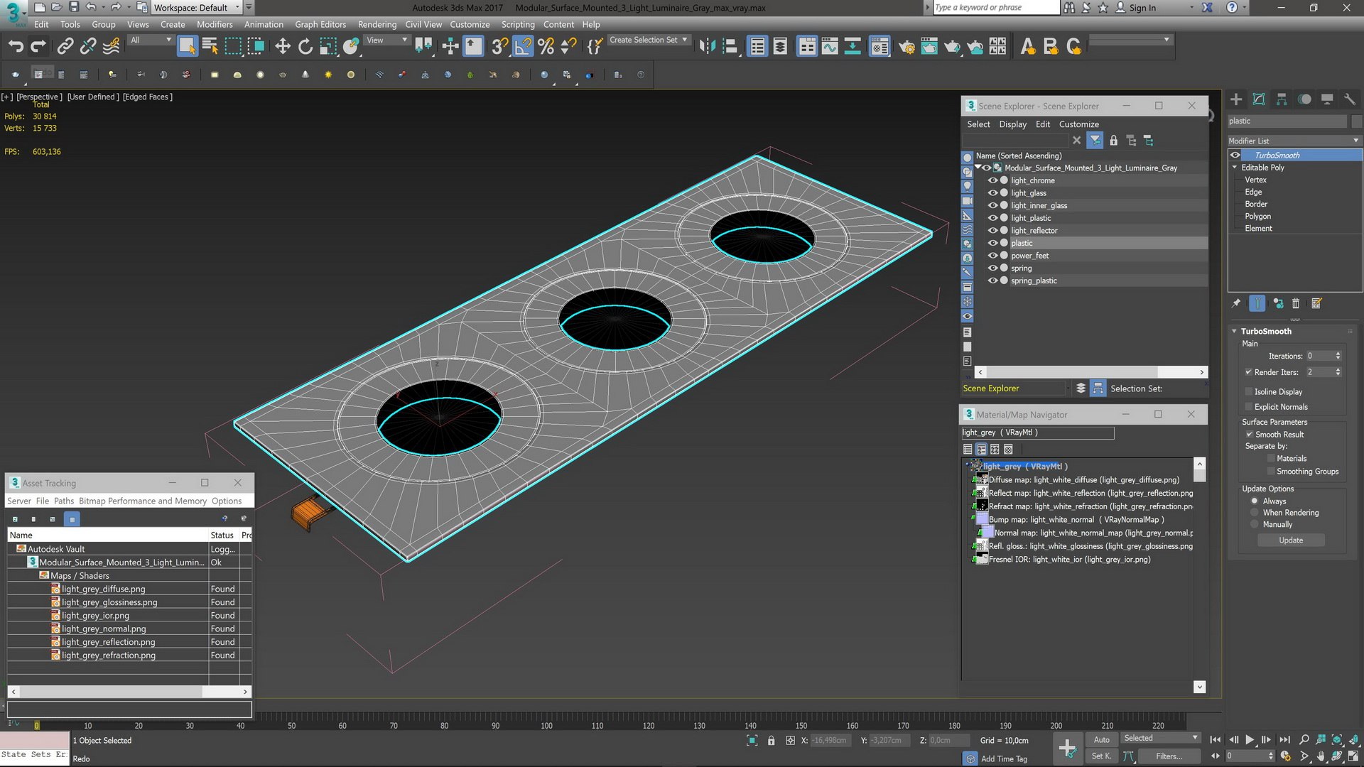 3D Modular Surface Mounted 3 Light Luminaire Gray Model - TurboSquid ...