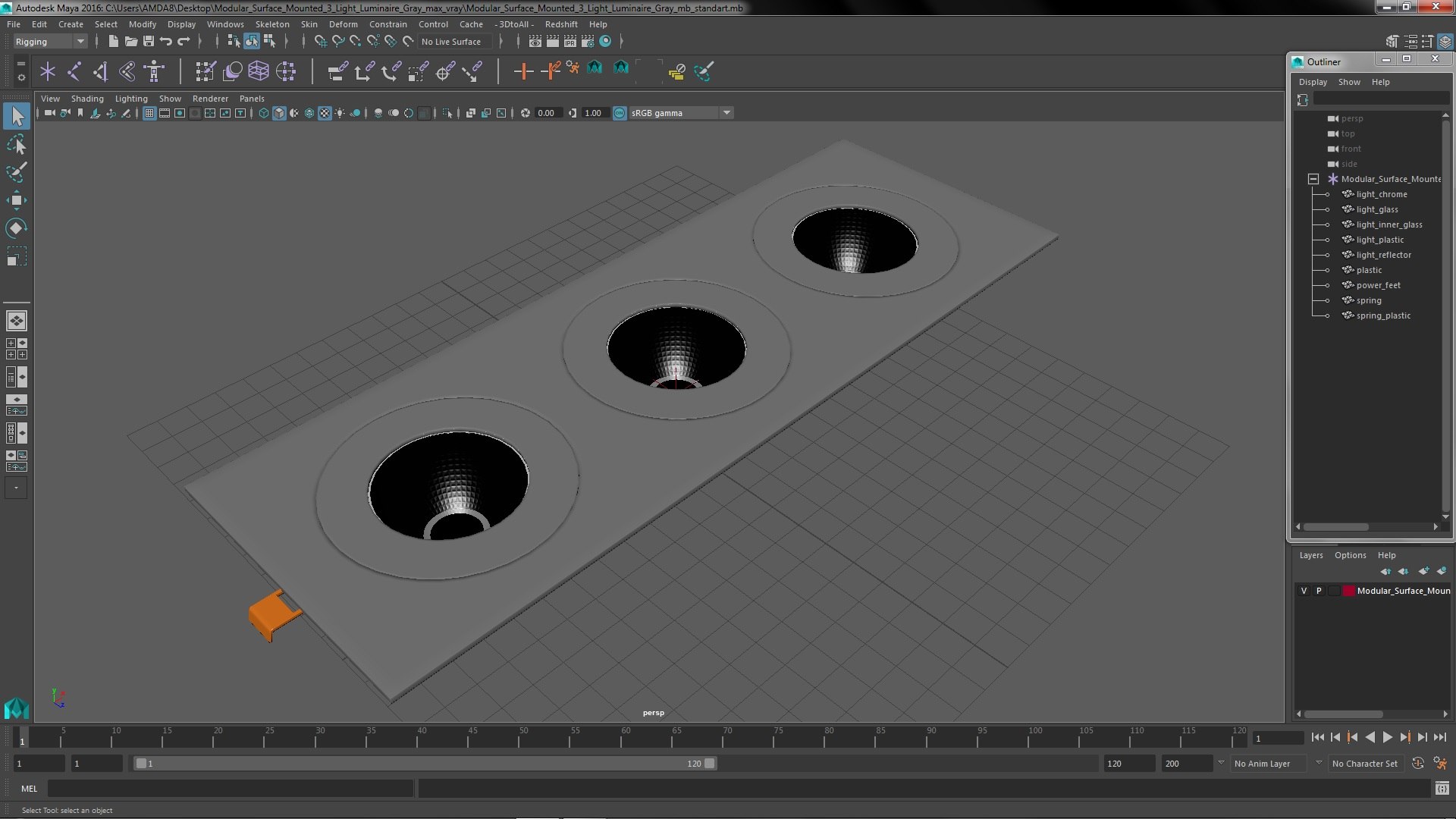 3D Modular Surface Mounted 3 Light Luminaire Gray model - TurboSquid ...