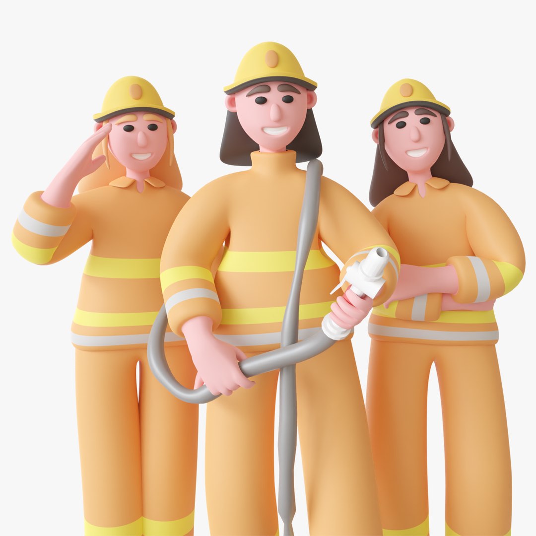 3D Model Firefighters - Rigged 3D Characters 12 Animations - TurboSquid ...
