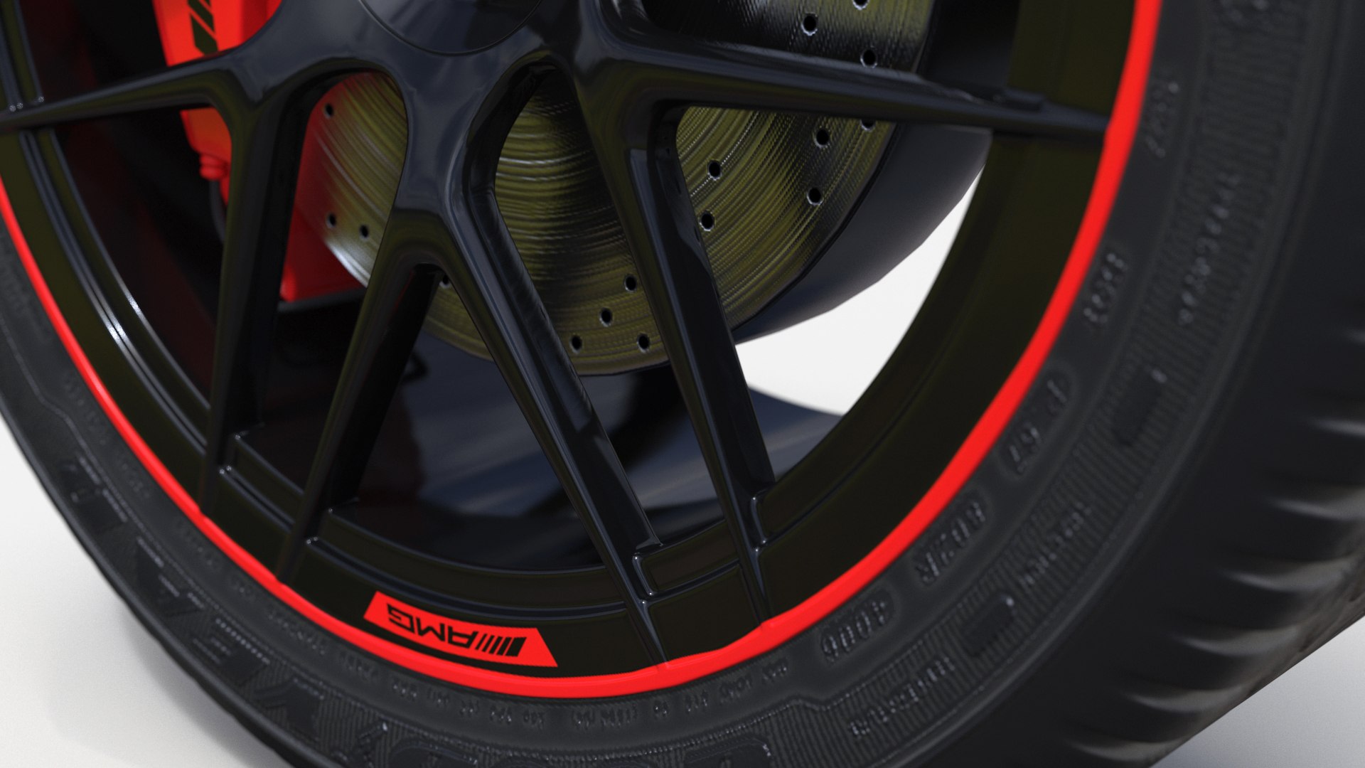 3D Goodyear Eagle Asymmetric Tire With AMG Brake And Suspension ...